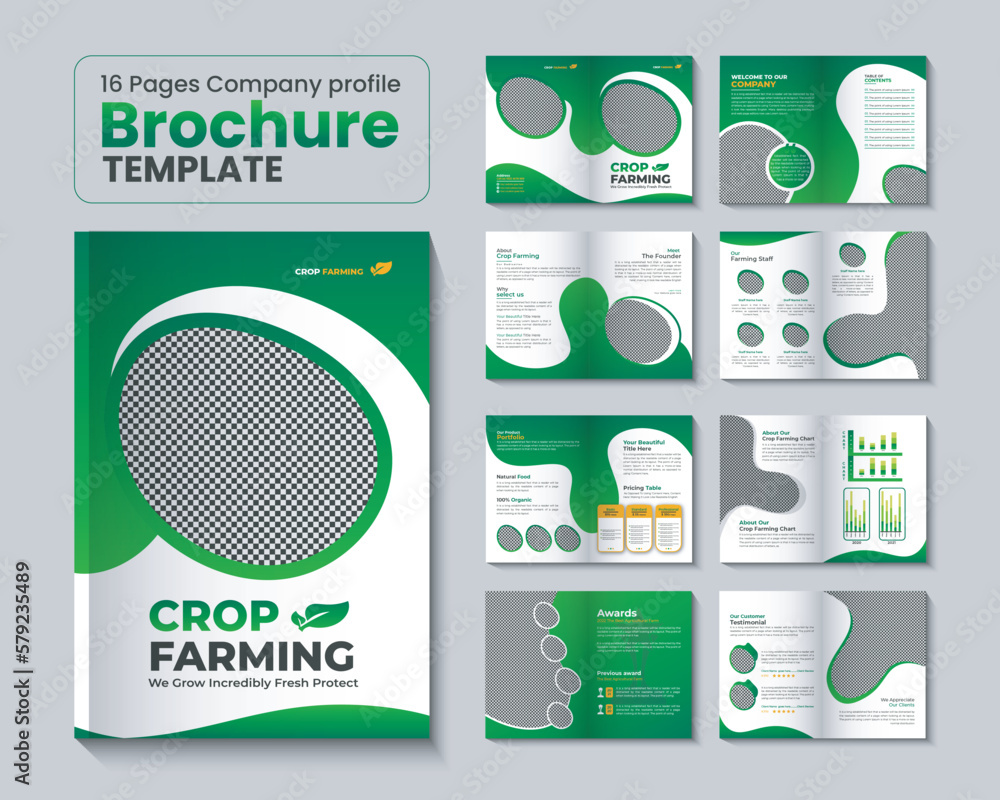 16 Pages Farming and agriculture company profile brochure template or ...