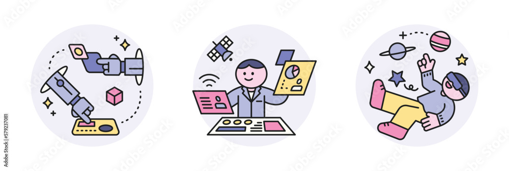 Artificial Intelligence. Robot arm, data analysis and virtual reality ...