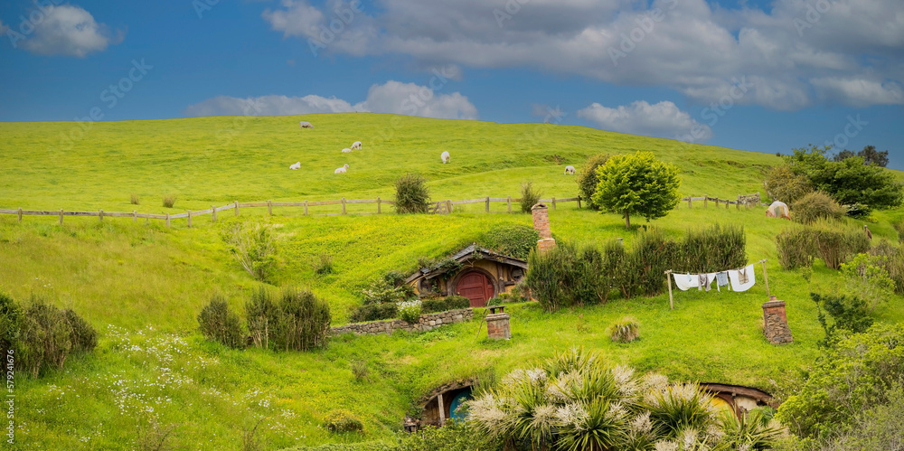 MATAMATA- NEW ZEALAND -NOVEMBER -2- 2022: Hobbiton - movie set created ...