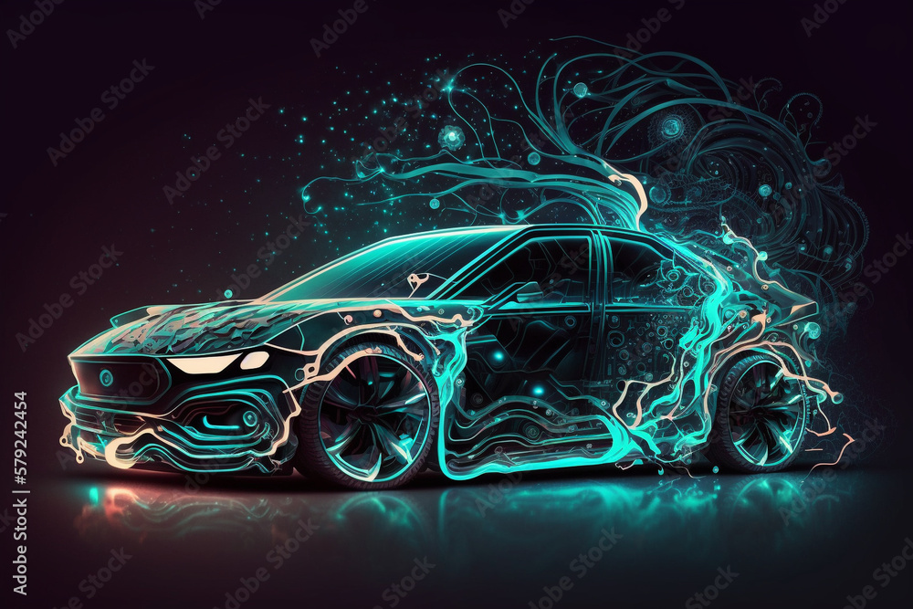 Abstract artificial intelligence (AI) and futuristic cyberspace car ...