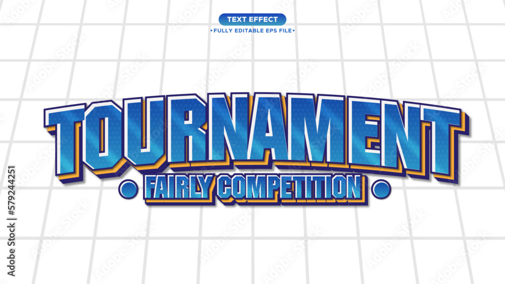 Tournament 3D Text Effect Fully Editable Stock Vector | Adobe Stock