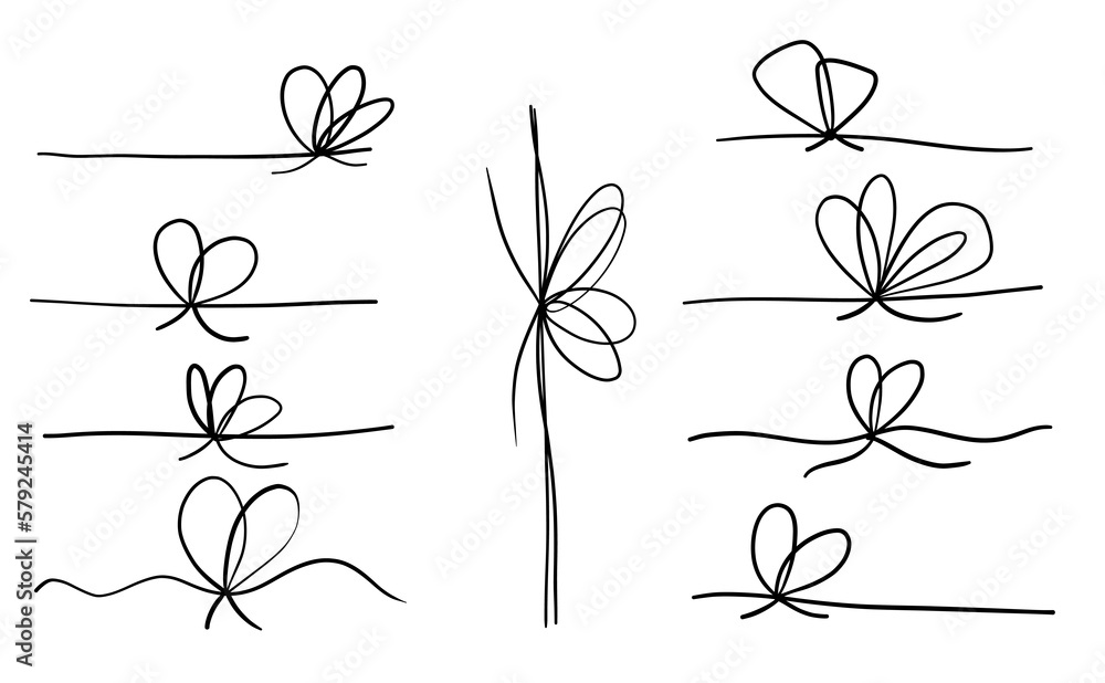 Hand drawn simple vector string ribbon tie thread gift package box rope ...
