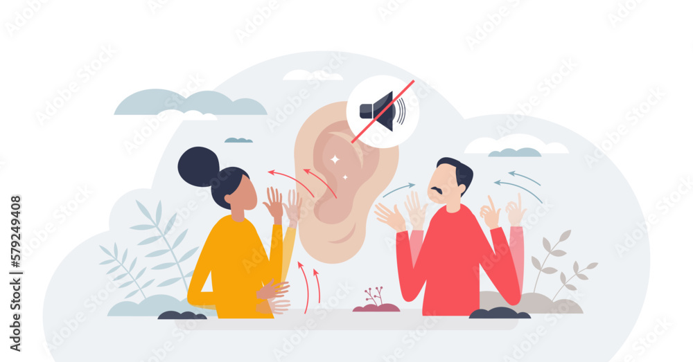 Sign language and hand communication signals for deaf tiny person ...