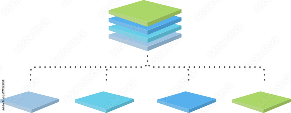 Flowchart with 4 elements with 3D squares, process diagram with 4 steps ...