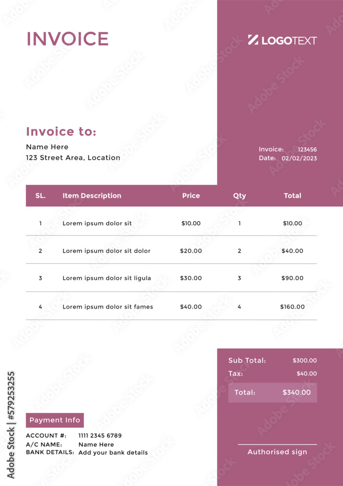 Fototapeta mapa świata dla dzieci Corporate Invoice Design Template ...