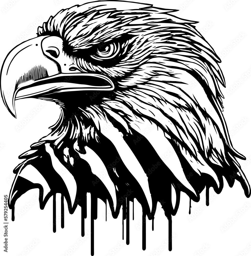 Vetor de Vintage American Flag with Bald Eagle Vector Tee Design - The ...