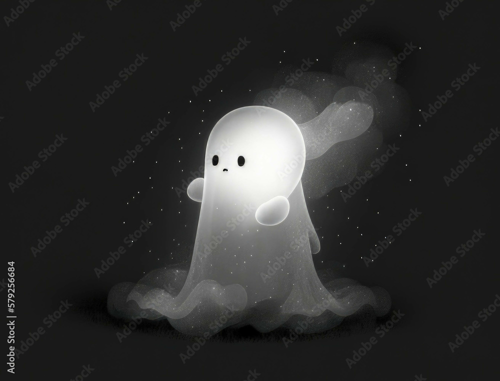 An ethereal Ghost ghost quietly floating through the night and shedding ...