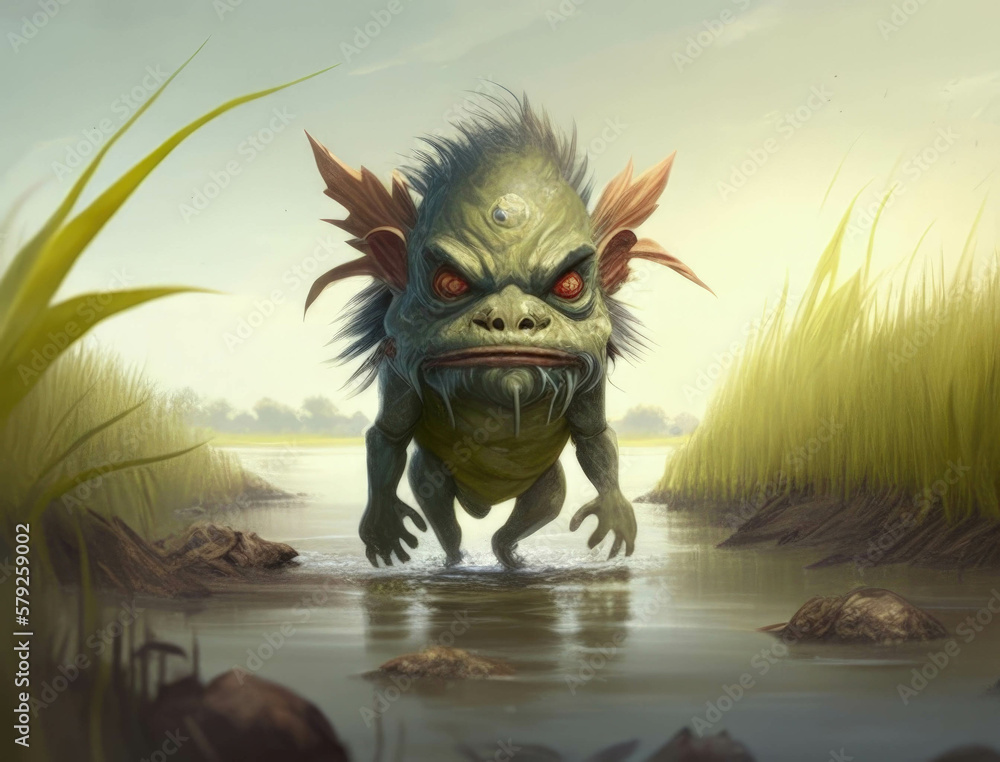 A huge troll stomped through the marsh his booming laughter echoing ...