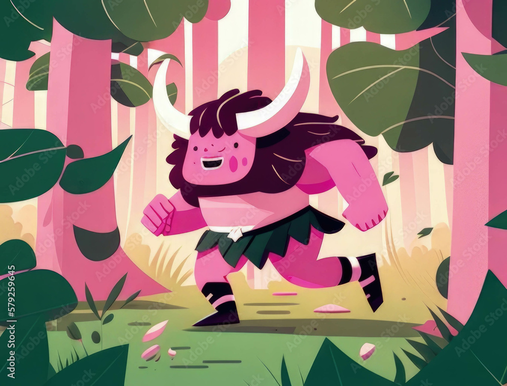 A silly minotaur racing around the forest with a pink tutu. Cute ...