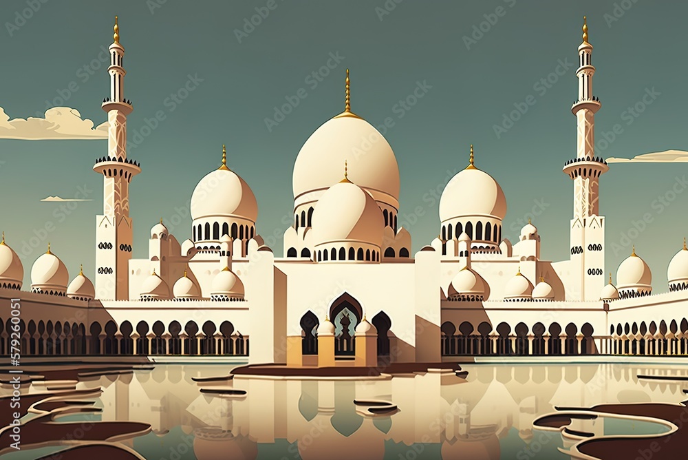 Located in Abu Dhabi, the United Arab Emirates, the Zayed Grand Mosque ...