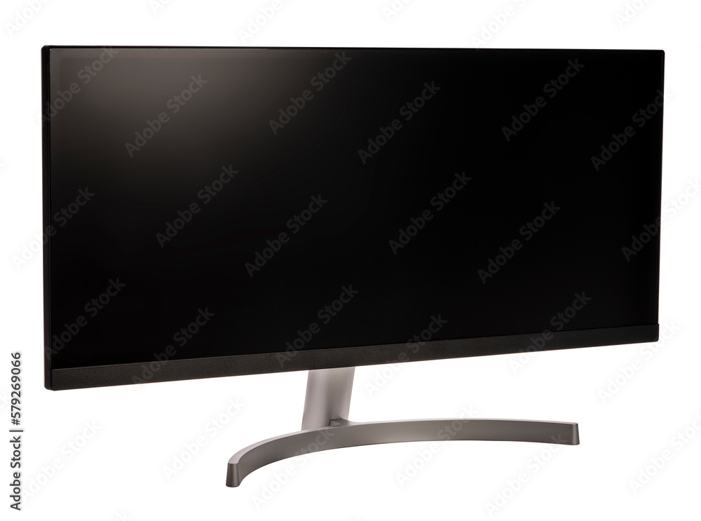 Ultrawide lcd monitor screen isolated on white background, Front view ...