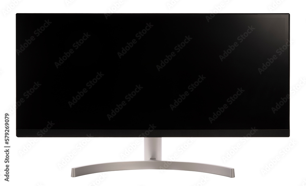 Ultrawide lcd monitor screen isolated on white background, Front view ...
