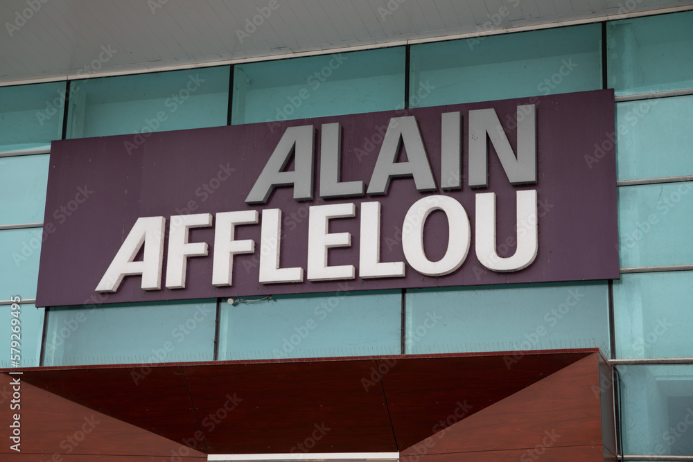 alain afflelou text sign and brand logo facade wall of medic store ...