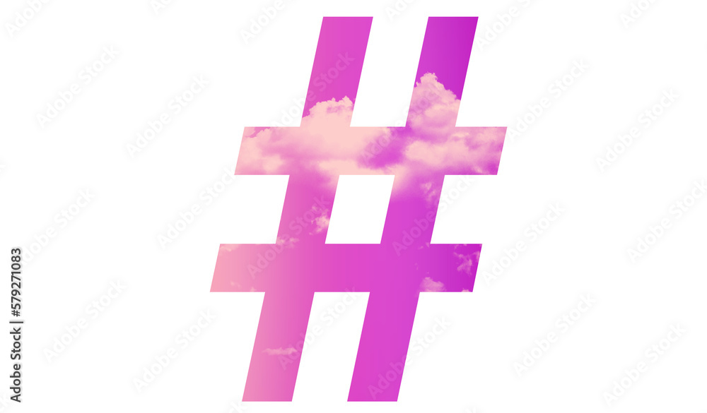 Hastagh - # - font symbol - pink color with cloud - png file - with a ...