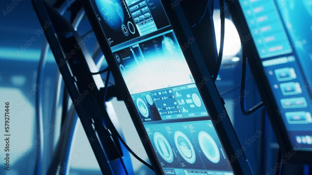 Video Stock Futuristic spaceship control panel interface. Spacecraft ...