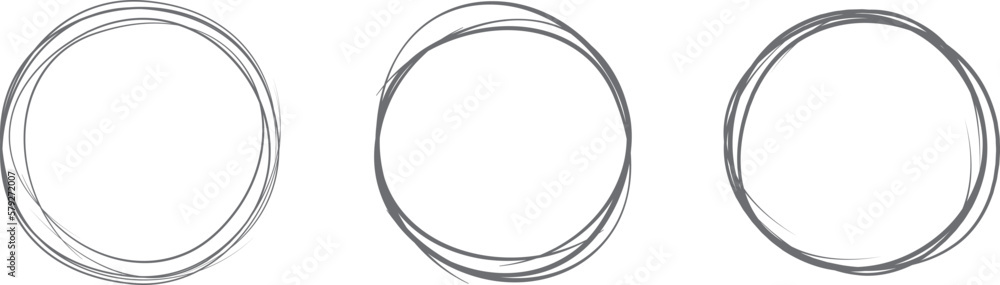 Vecteur Stock Grey circle line hand drawn set. Highlight hand drawing ...
