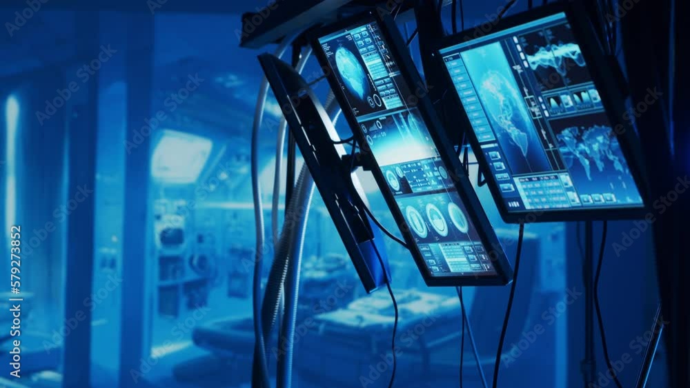 Futuristic spaceship control panel interface. Spacecraft digital ...