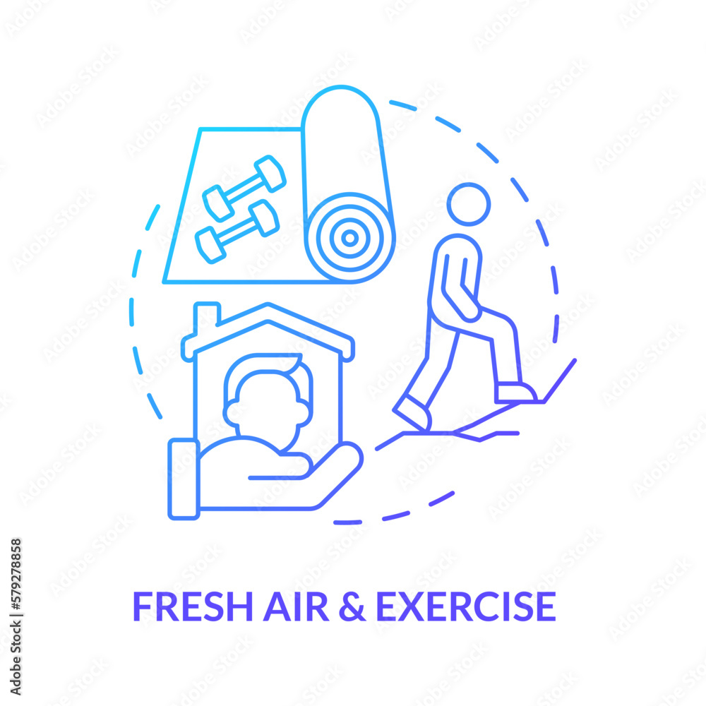 Fresh air and exercise blue gradient concept icon. Workout. Remote ...