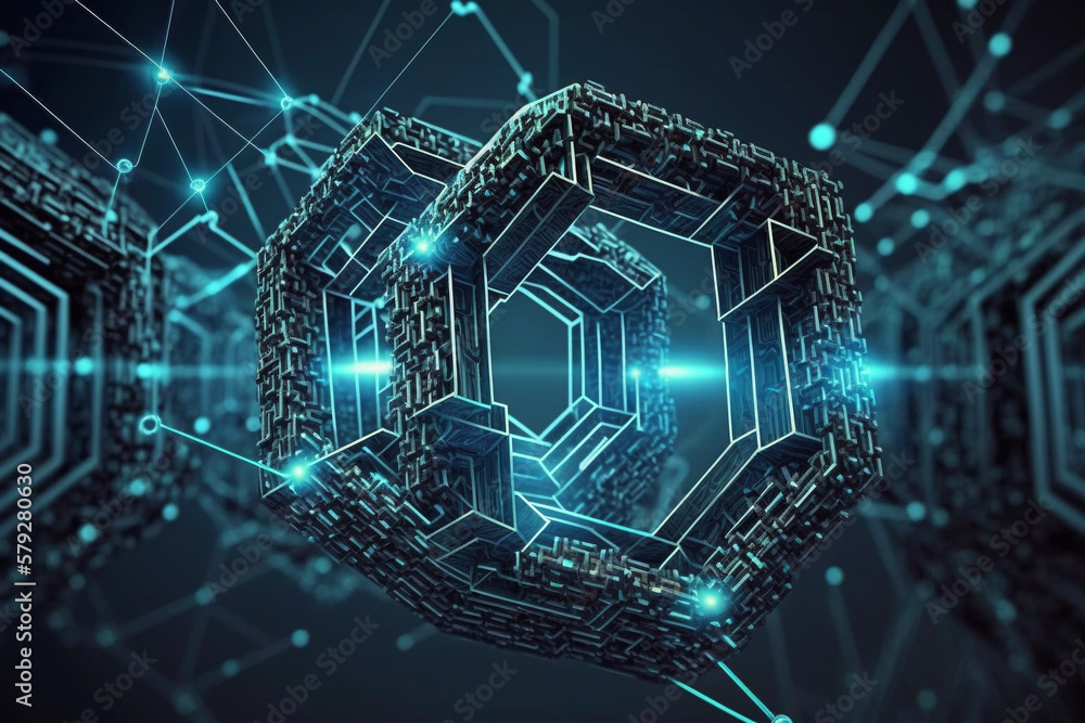 Blockchain technology concept and safety internet storage made with Generative AI Stock ...