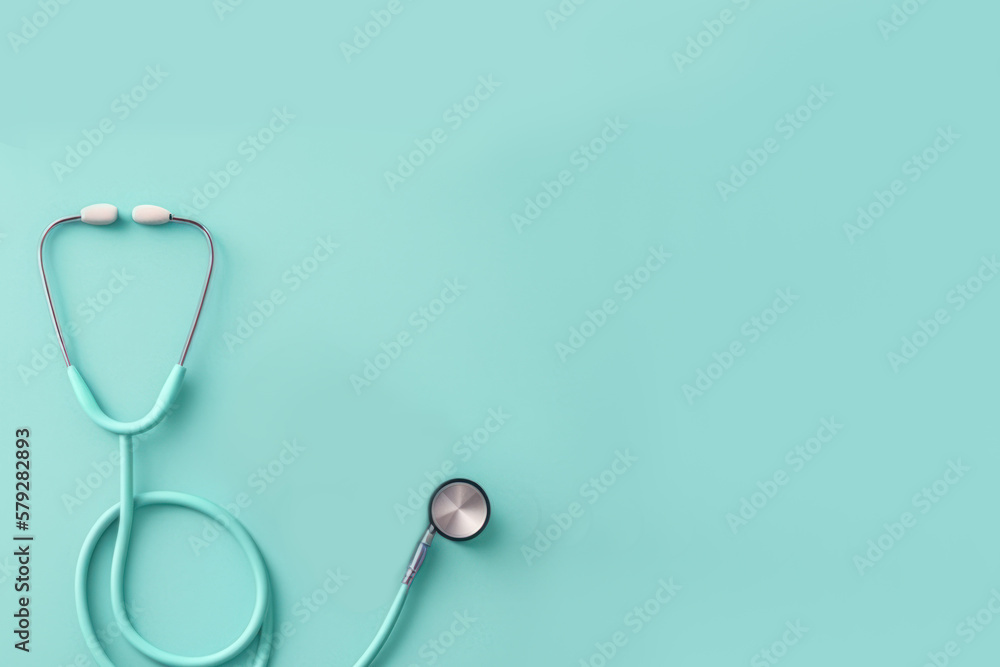 Top view of stethoscope on color background with empty copy space, flat ...