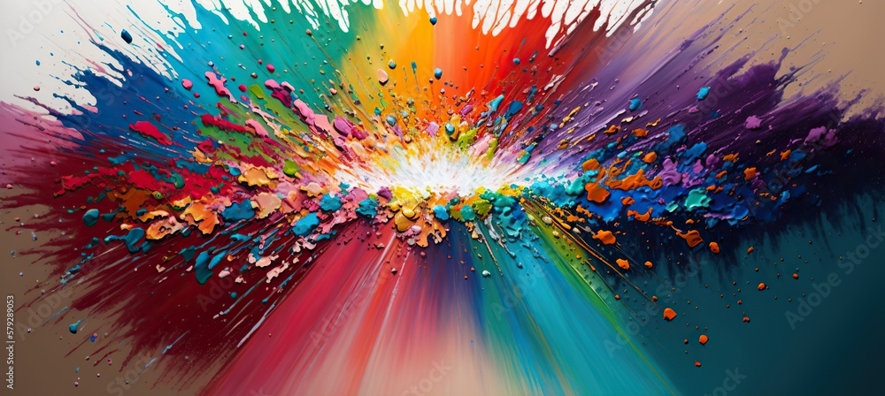burst of rainbow colors exploded across the canvas creating vibrant and ...
