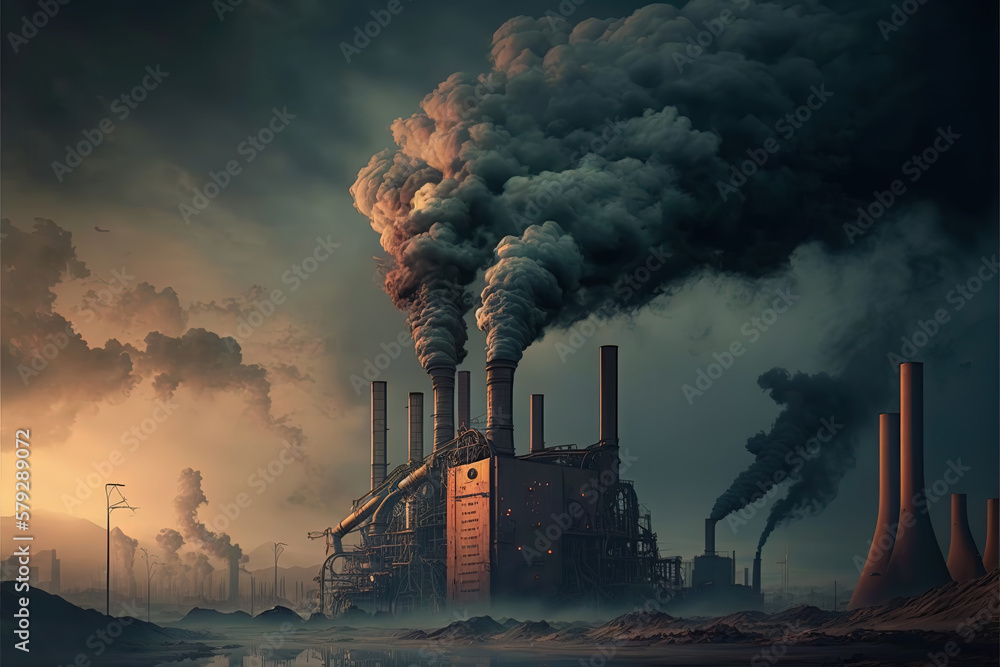 Plakat Environmental pollution. Industry metallurgical. Carbon Dioxide ...