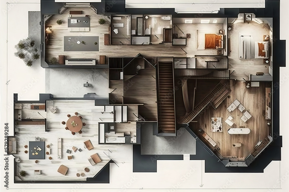 House on white background, architectural plan draw. Generative AI ...
