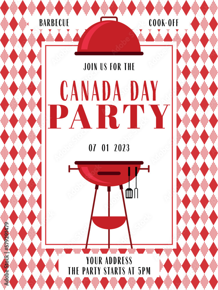 Vetor de Canada day party.Canada Day BBQ Party Invitation. Canada Day ...