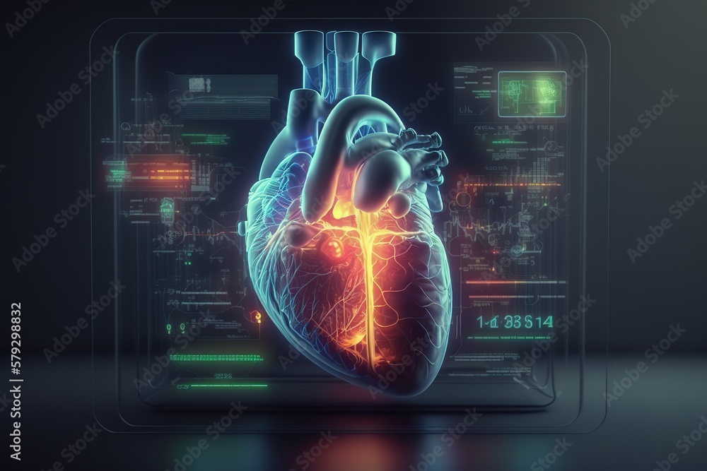 Medicine research of human heart. Generative AI illustration. 素材庫插圖 ...