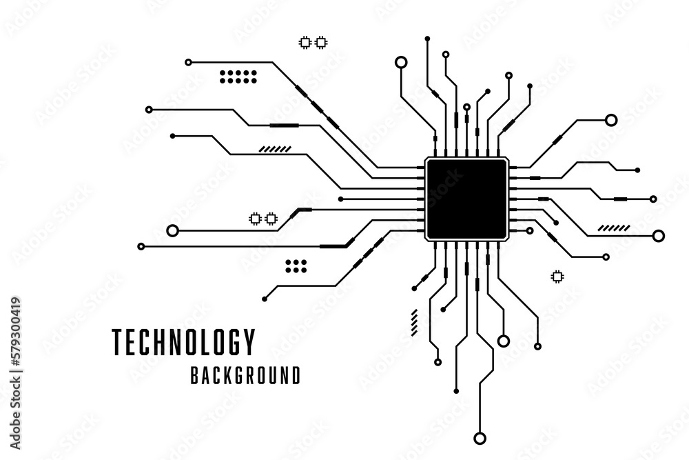Vector line microchip CPU circuit board. Technology abstract background Stock Vector | Adobe Stock