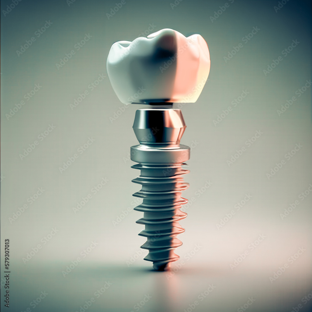 3D model of dental implant with crown, generative ai. Stock ...