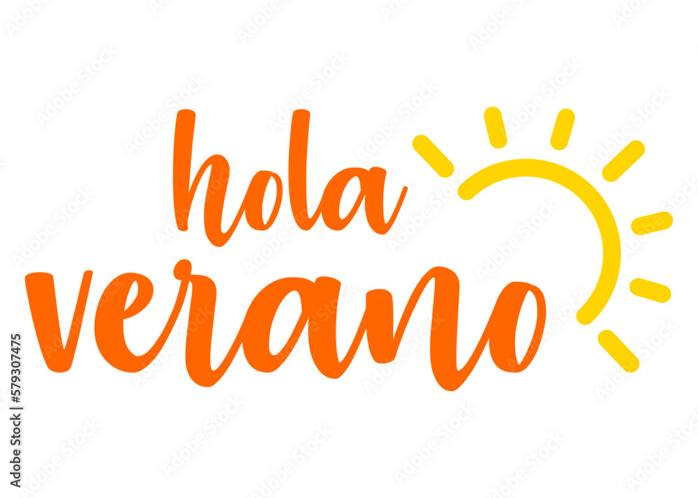 Logo aislado con letras del mensaje hola verano en texto manuscrito en ...