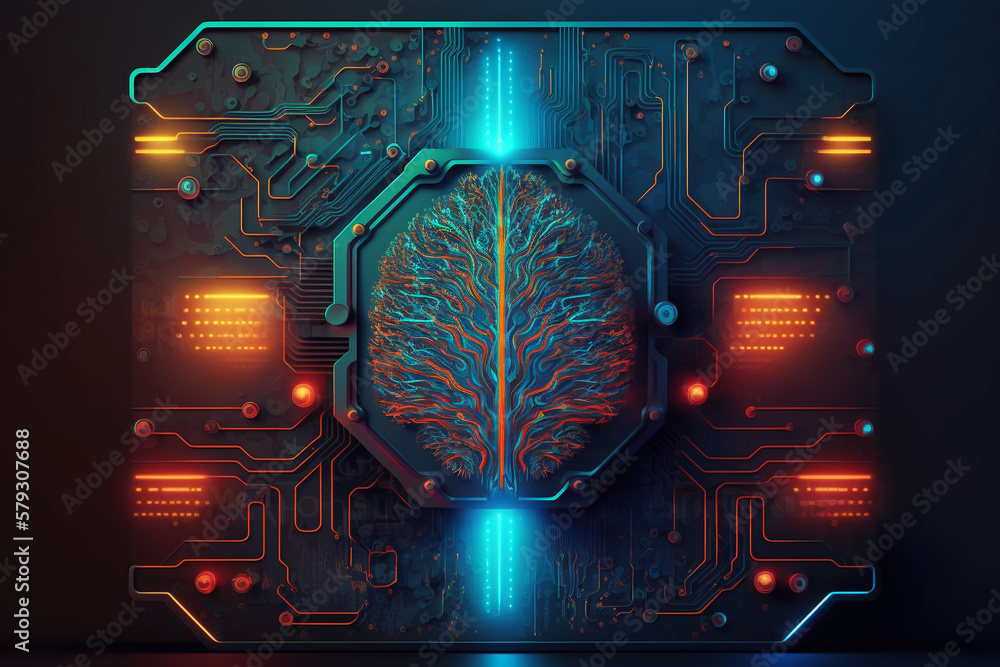 Ilustração do Stock: Abstract artificial intelligence (AI) circuit ...