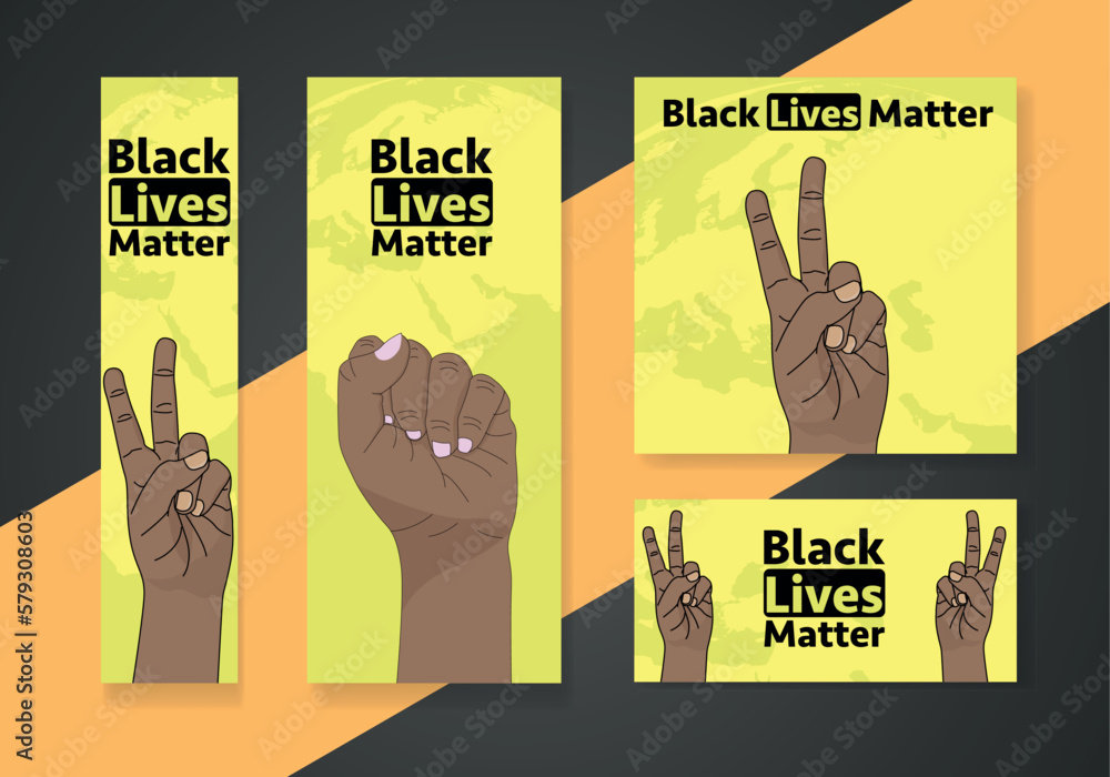 Black lives matter poster with protest fist in the air. BIPOC.Stop ...