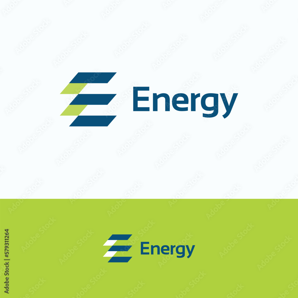 Energy logo. E monogram energy electric logo template. Dynamic green ...