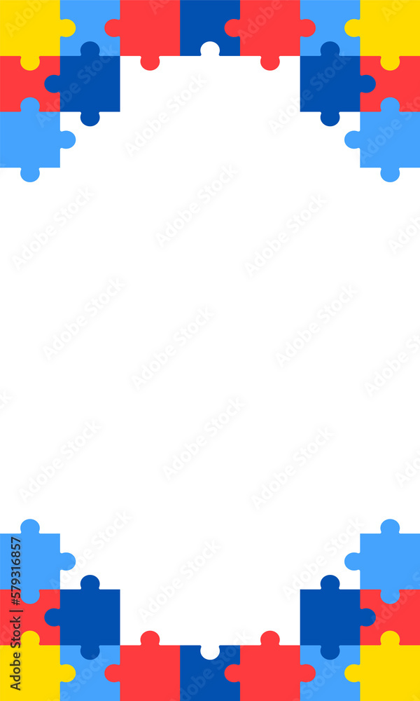 ภาพประกอบสต็อก World autism awareness day puzzle frame background ...