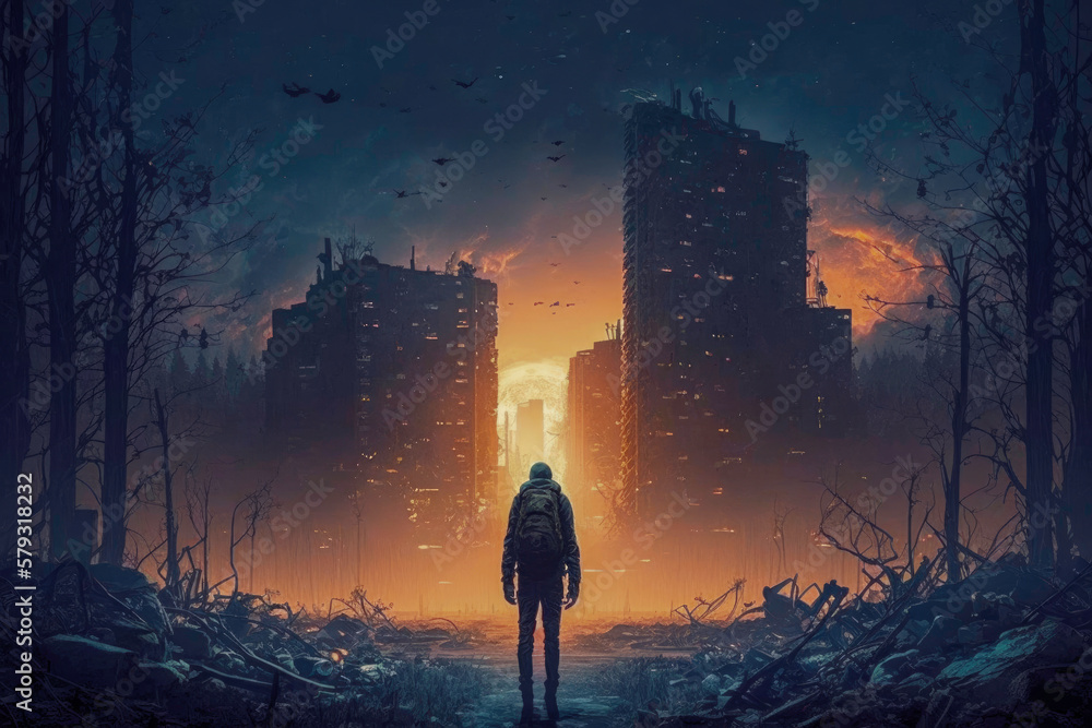 Dystopian and Apocalyptic World Surviving Dark Ominous Post-Apocalyptic ...