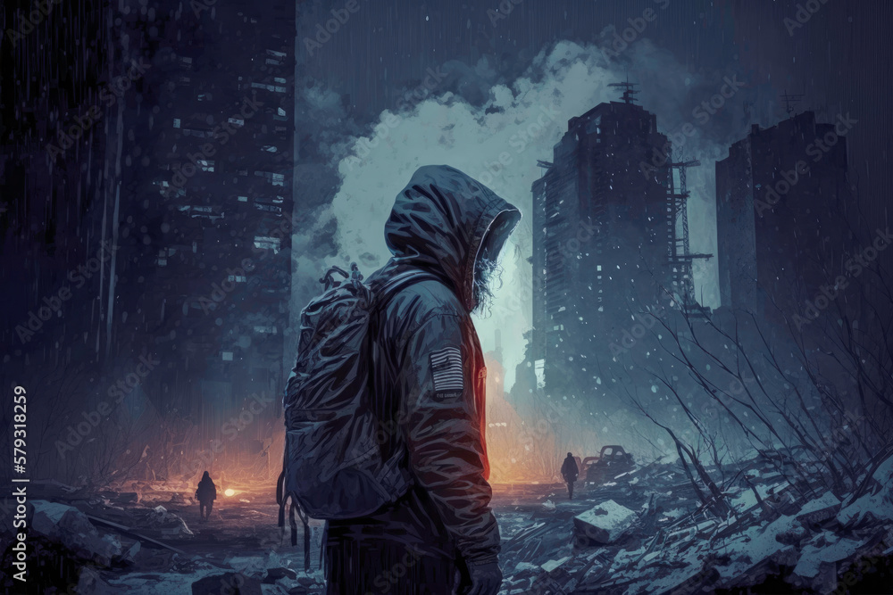 Dystopian and Apocalyptic World Surviving Dark Ominous Post-Apocalyptic ...