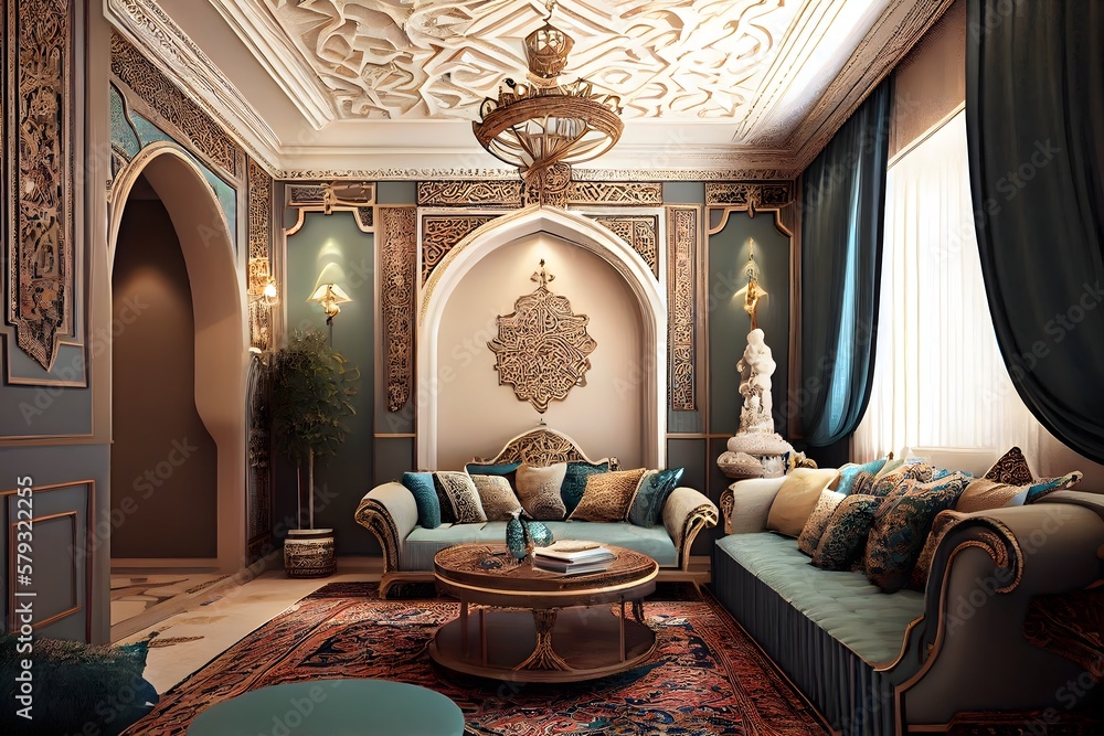 Living room Islamic and Arabic concept, islamic interior design with ...