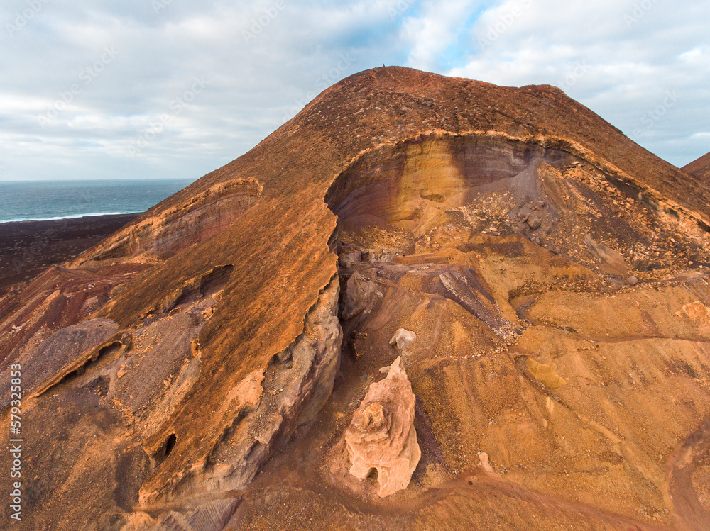 Aerial photos of Calhau, a village located near an inactive volcano in Sao Vicente Island, Cabo ...