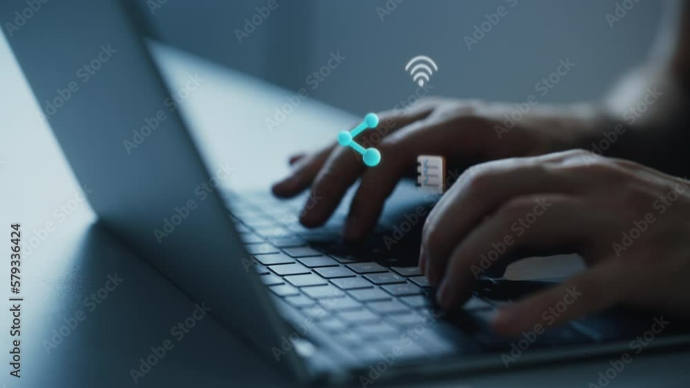 Project Manager Working on Laptop Computer, Sending emails, Sending ...