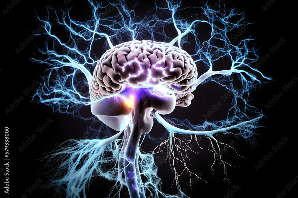 Cerebro humano. activación de neuronas y extensiones neuronales ...