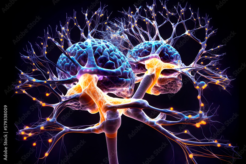 Red Neuronal En El Cerebro Humano Que Muestra La Activación De Neuronas Y Extensiones Neuronales