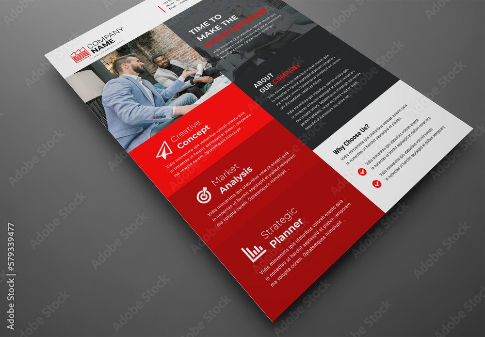 Red Flyer Layout with Editable Elements Stock Template | Adobe Stock