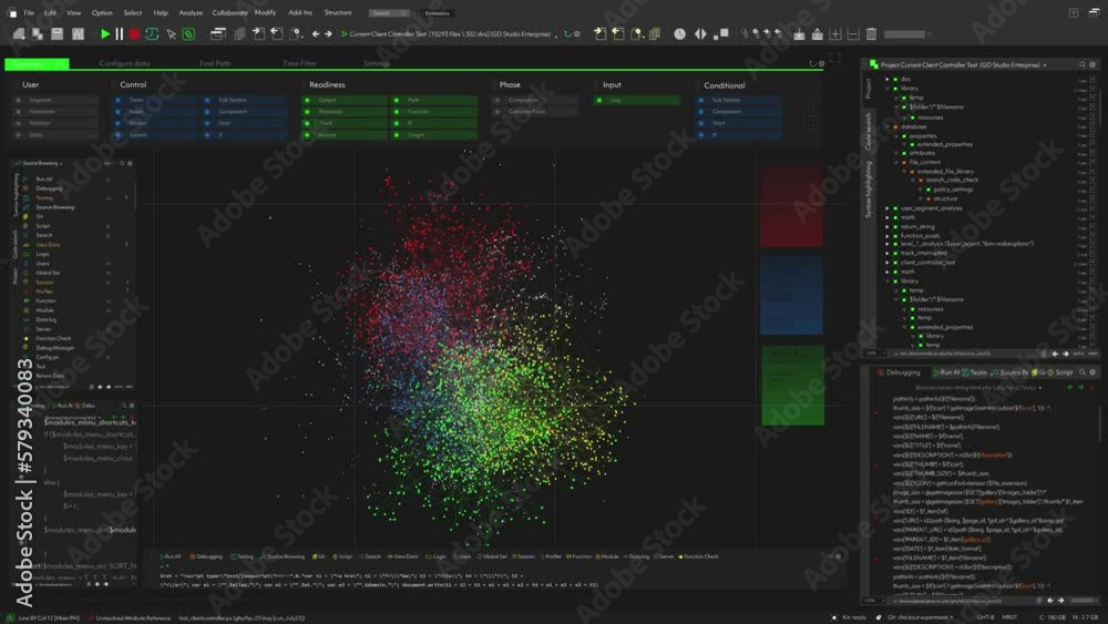 Mock Up Of Dark Interface Of Programming Software For Data Visualization Working On A Computer