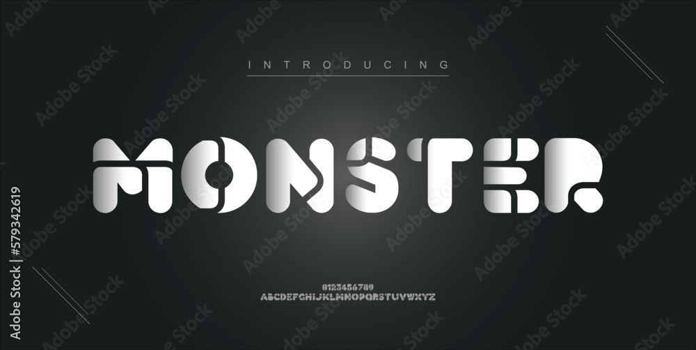Vetor de Monster digital modern alphabet new font. Creative abstract ...
