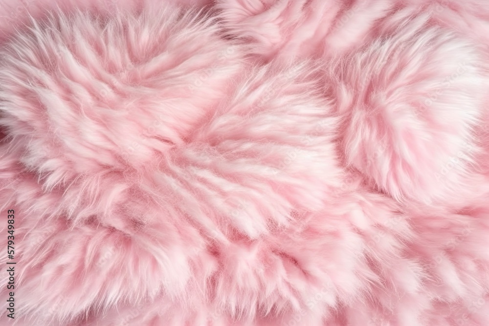 Pink fur that is long and fluffy is light in color. Foregrounding or ...
