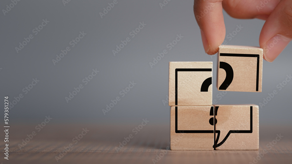 Problem and solution, Root cause analysis concepts. Question mark symbol for FAQ, Define ...