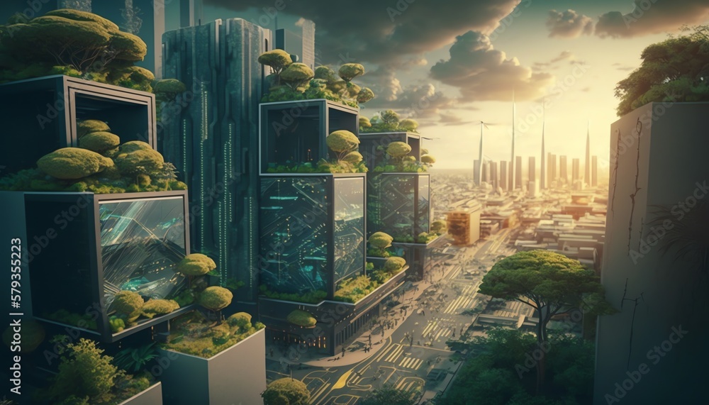 An illustration of a smart city or connected community, showing how ...
