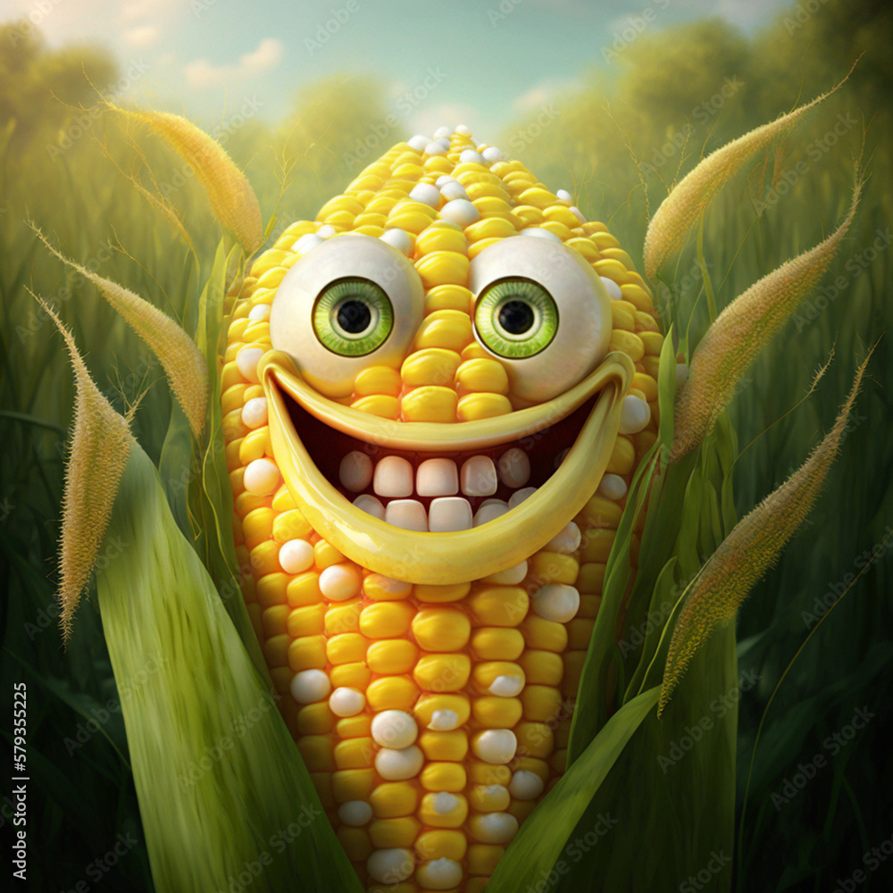 Funny Corn Cartoon